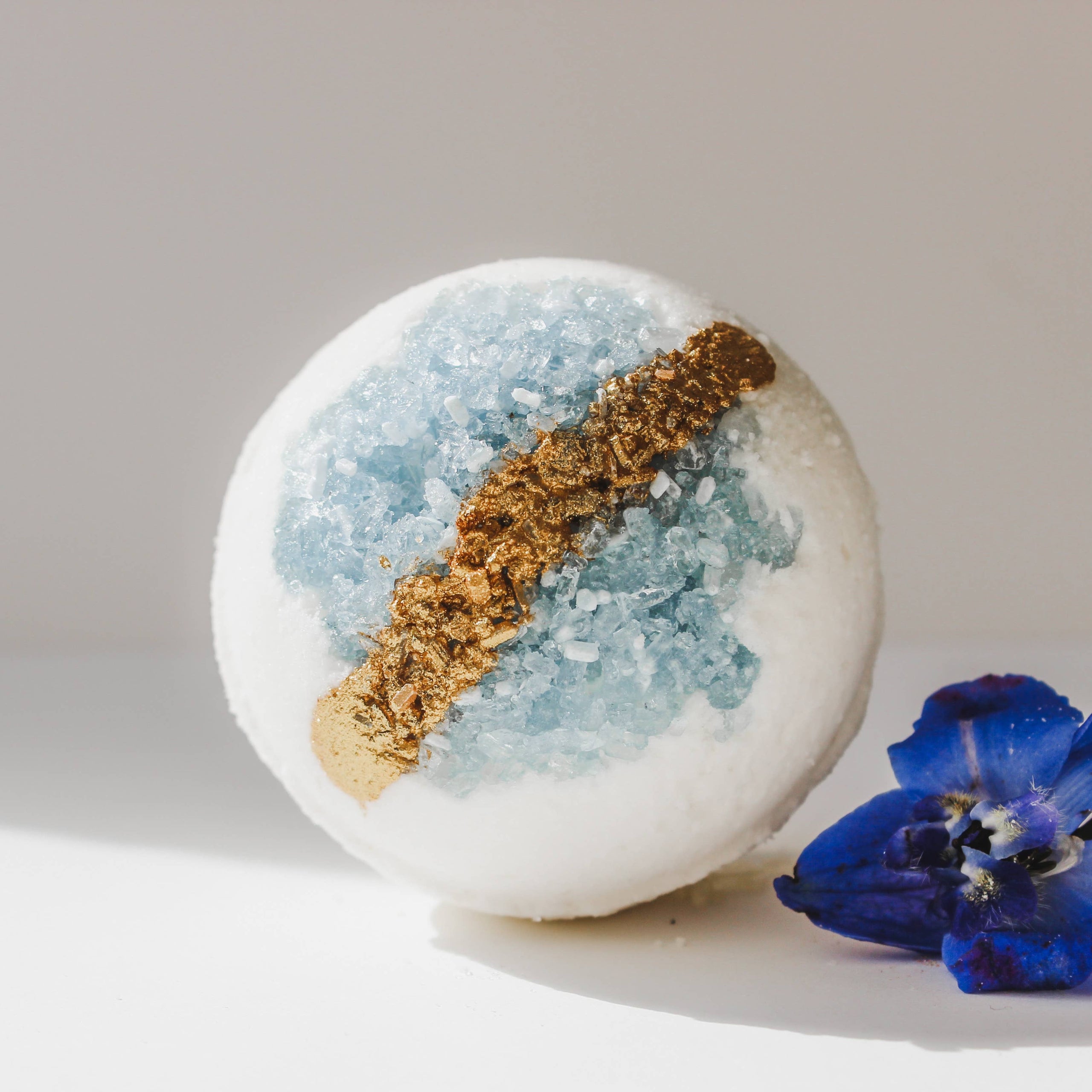 Celestine Geode - Manifest it All Crystal Bath Bomb | Juniper Metal Works